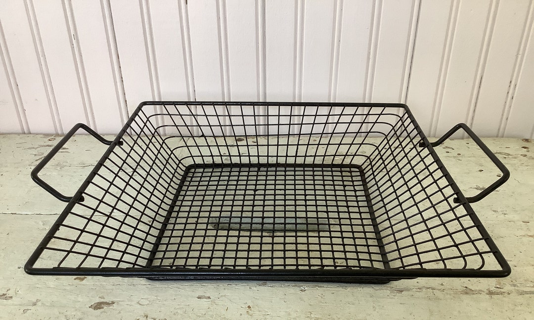 Square Shape Black Metal Wire Basket With Metal Handles/unmarked ...
