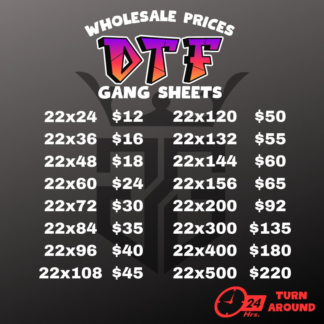 Custom Gang Sheet, Full Color DTF, Heat Transfer, Ready to Apply ...