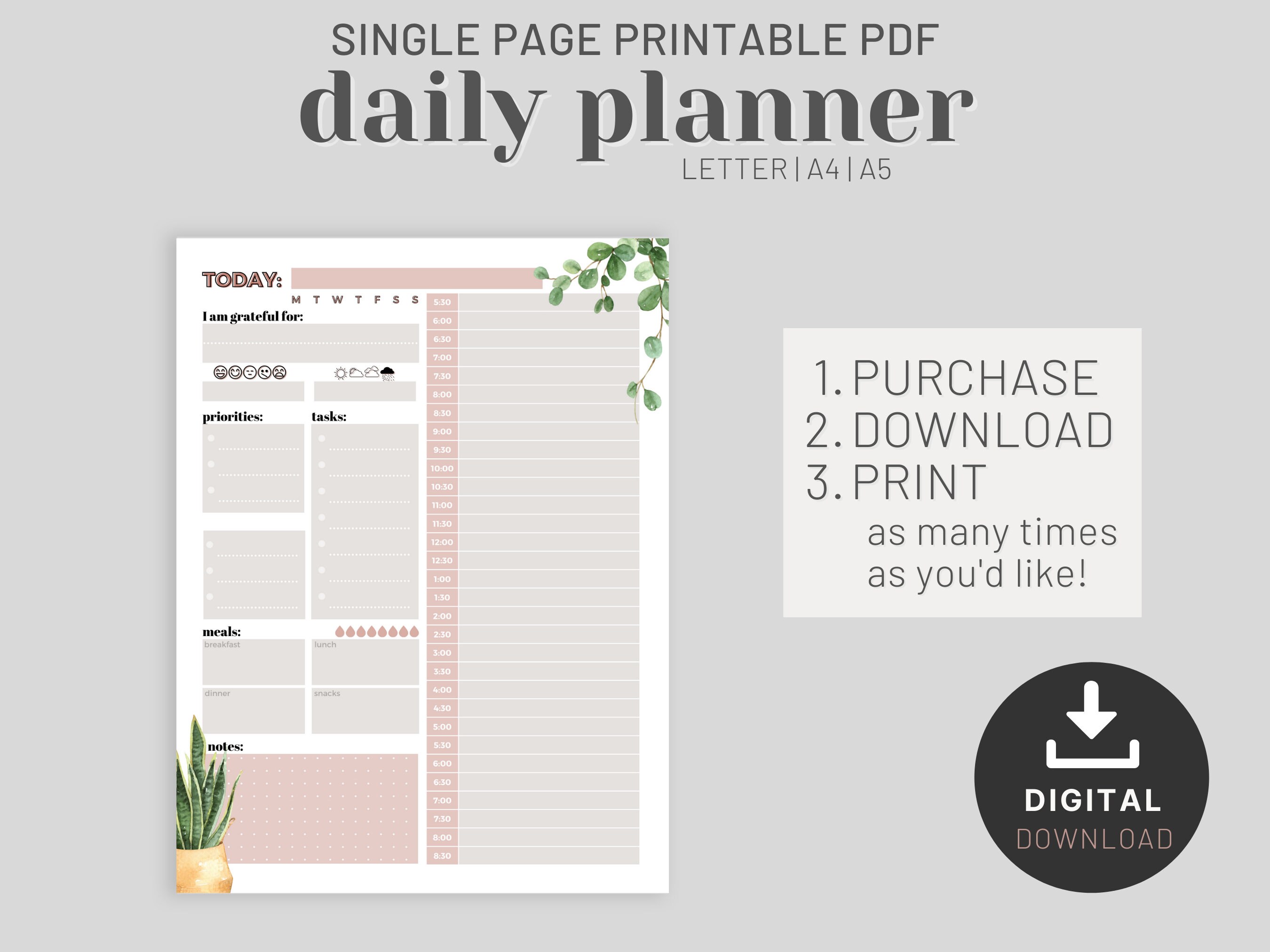 Boho Printable Daily Planner Daily to Do List Daily Schedule Undated ...