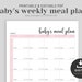 Baby's Weekly Meal Plan, Food Diary, Food Exposure Tracker, Solid Food ...