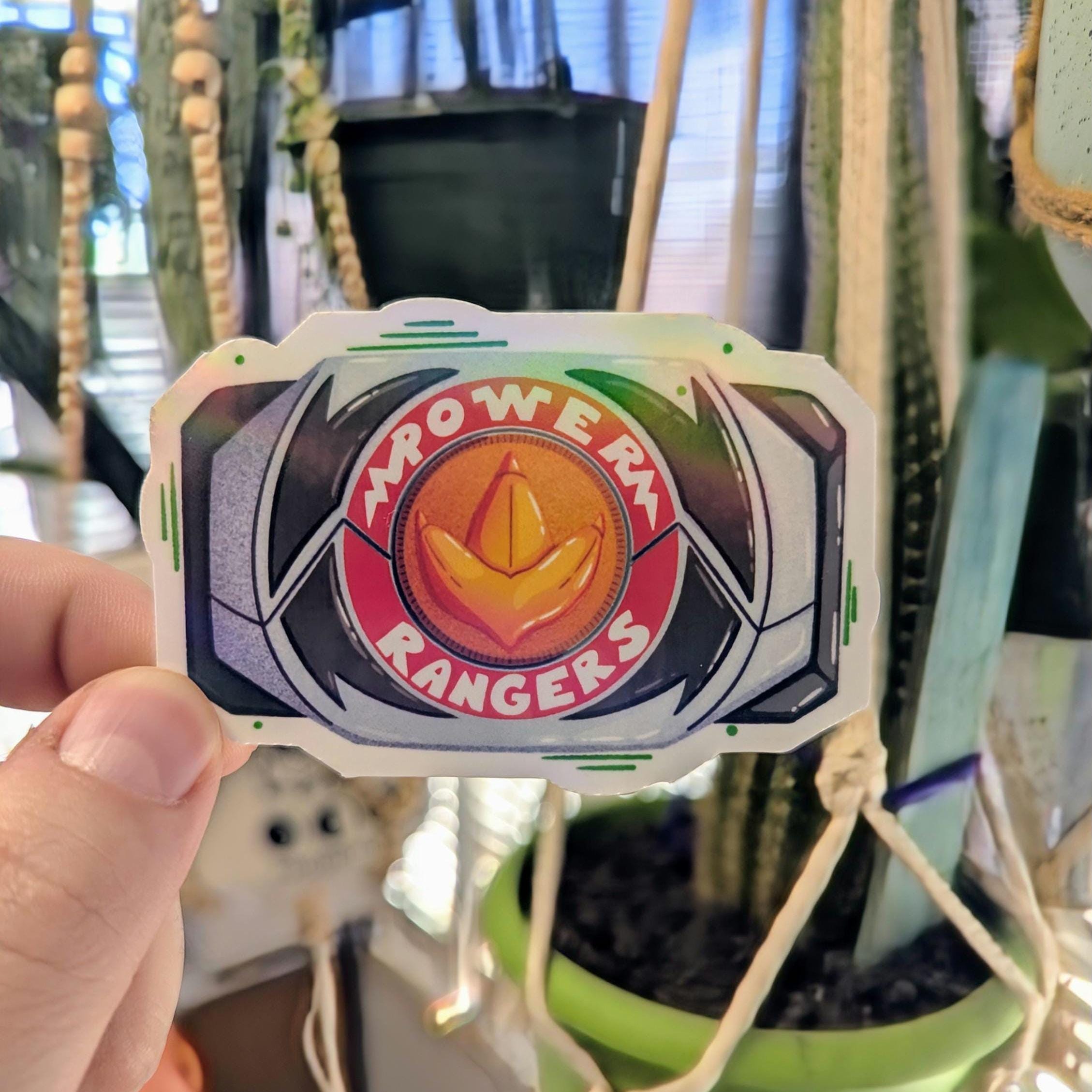 Mighty Morphin Power Rangers Sticker, Green Dragon Morpher Holographic ...