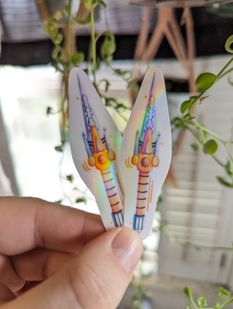 MMPR YELLOW Sabertooth Tiger Power Daggers Holographic Sticker X2 - Etsy