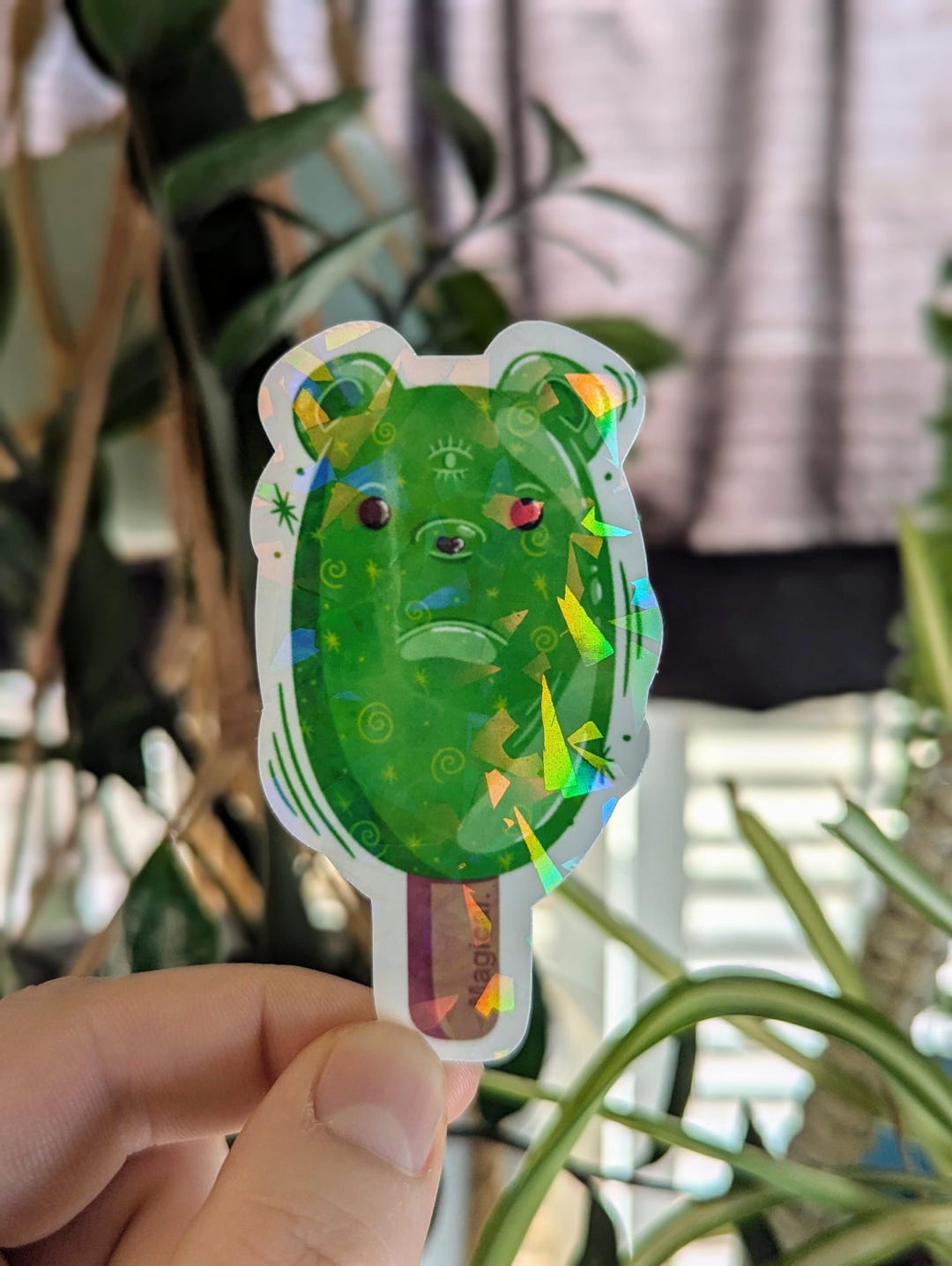 Magic Infused Green Bear Ice Pop Holographic Vinyl Sticker - Etsy