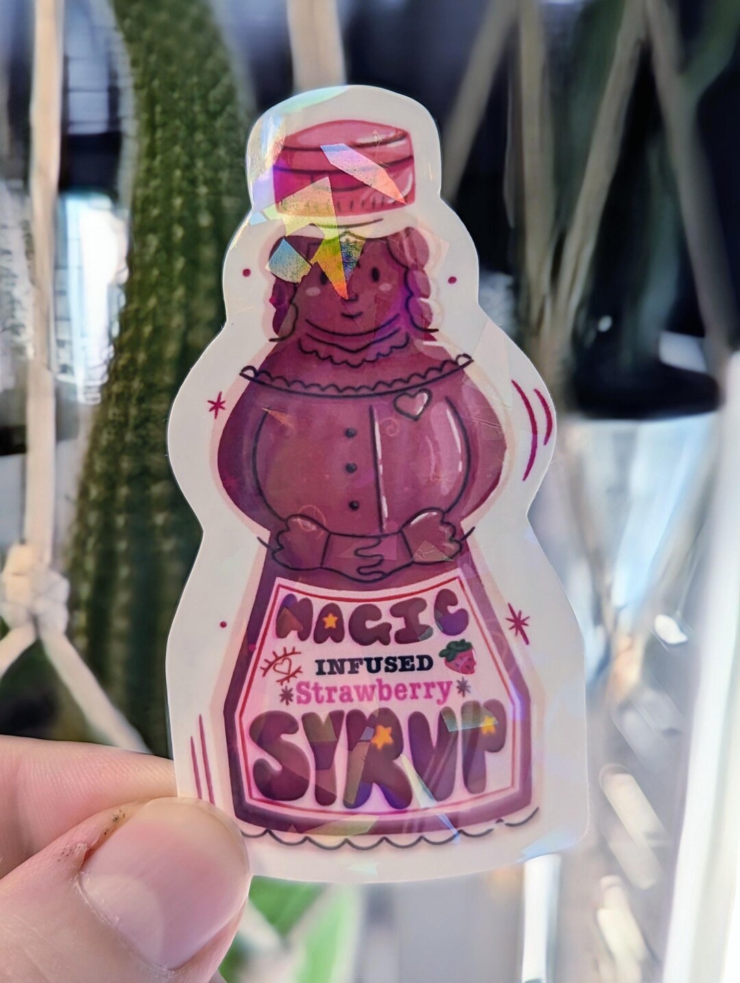 Magic Infused Strawberry Flavored Syrup Bottle Holographic Vinyl ...