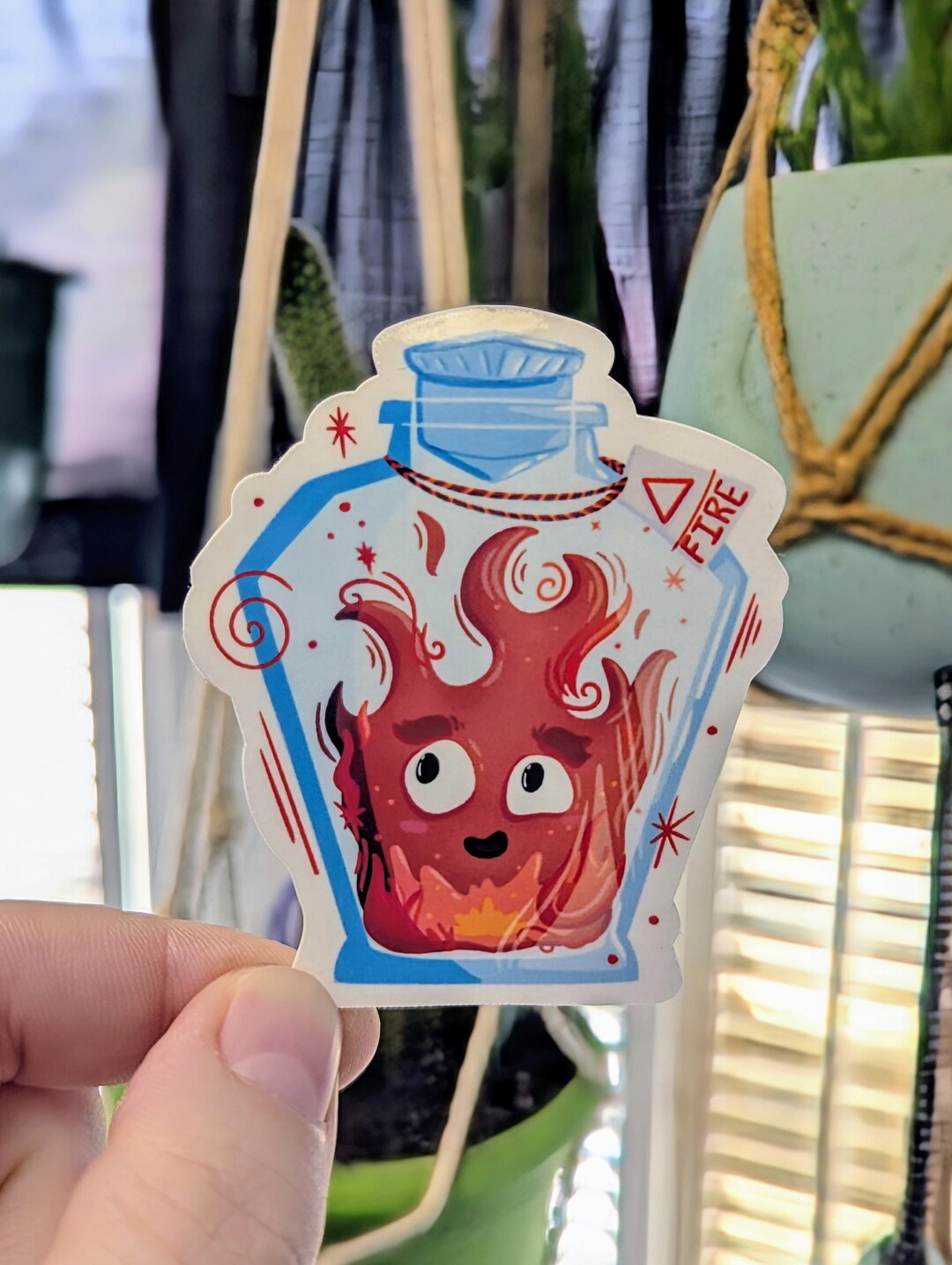 Fire Elemental Sprite in a Bottle Vinyl Sticker - Etsy