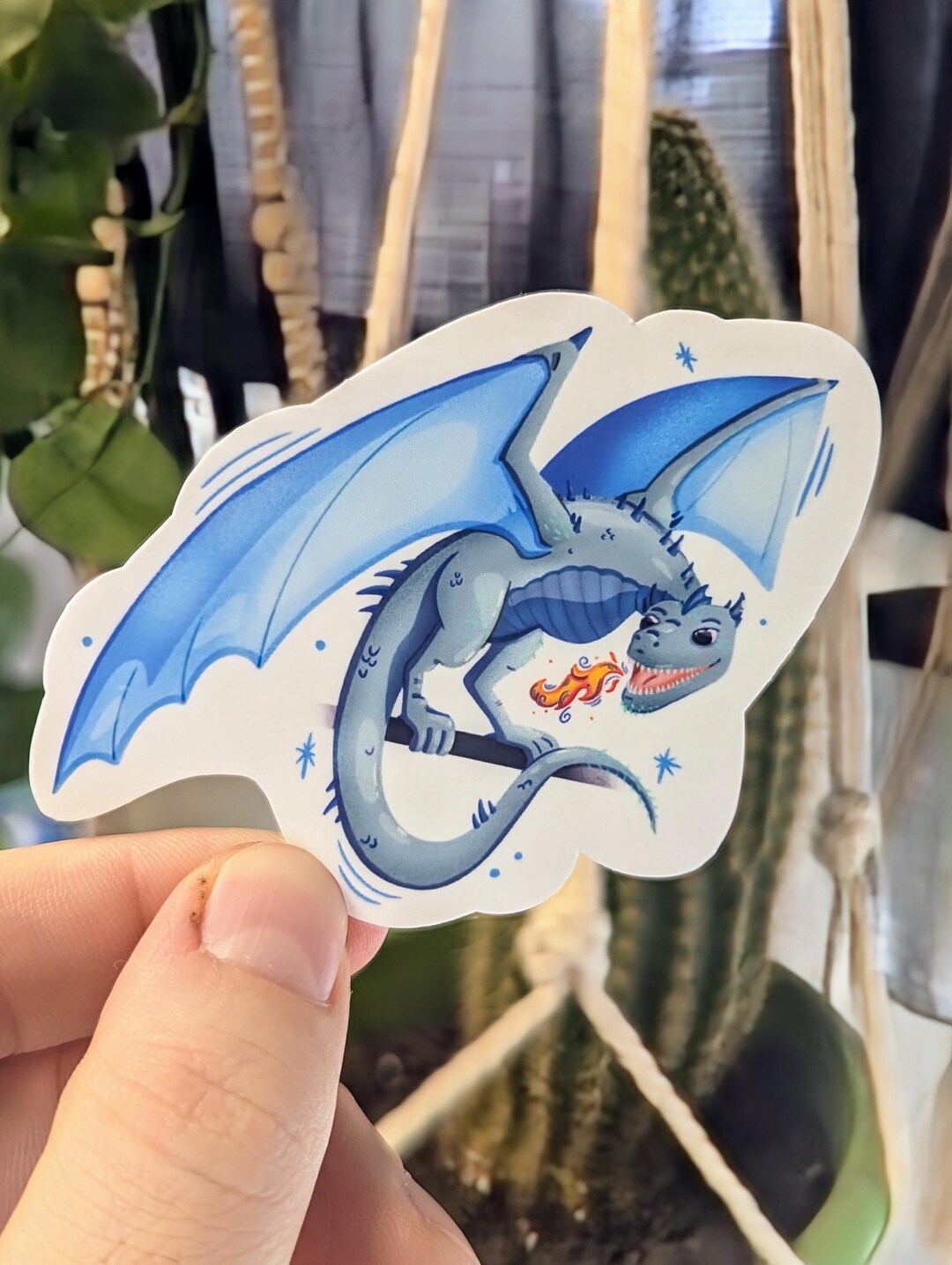 Icy Blue Fire Breathing Baby Dragon Hatchling Vinyl Sticker - Etsy