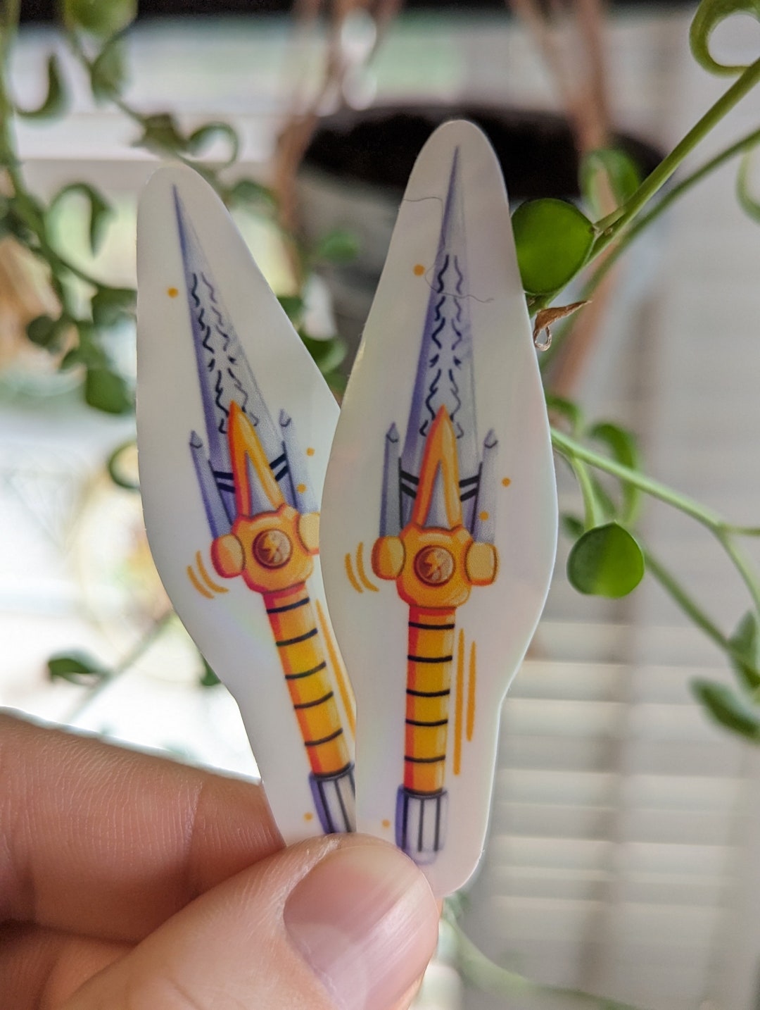 MMPR YELLOW Sabertooth Tiger Power Daggers Holographic Sticker X2 - Etsy