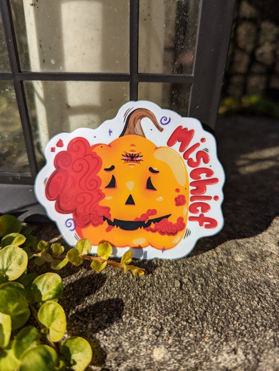 Mischief Haunted Pumpkin Vinyl Sticker - Etsy