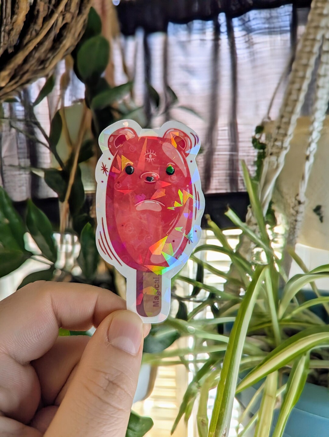 Magic Infused Red Bear Ice Pop Holographic Vinyl Sticker - Etsy