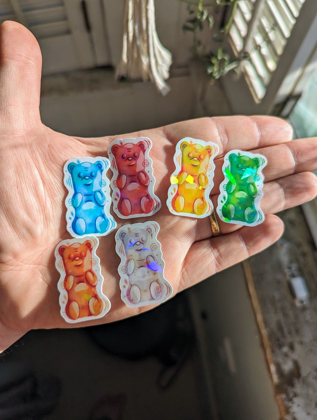 Magic Infused Gummy Bear Holographic Vinyl Sticker Pack (6 Stickers/2 ...