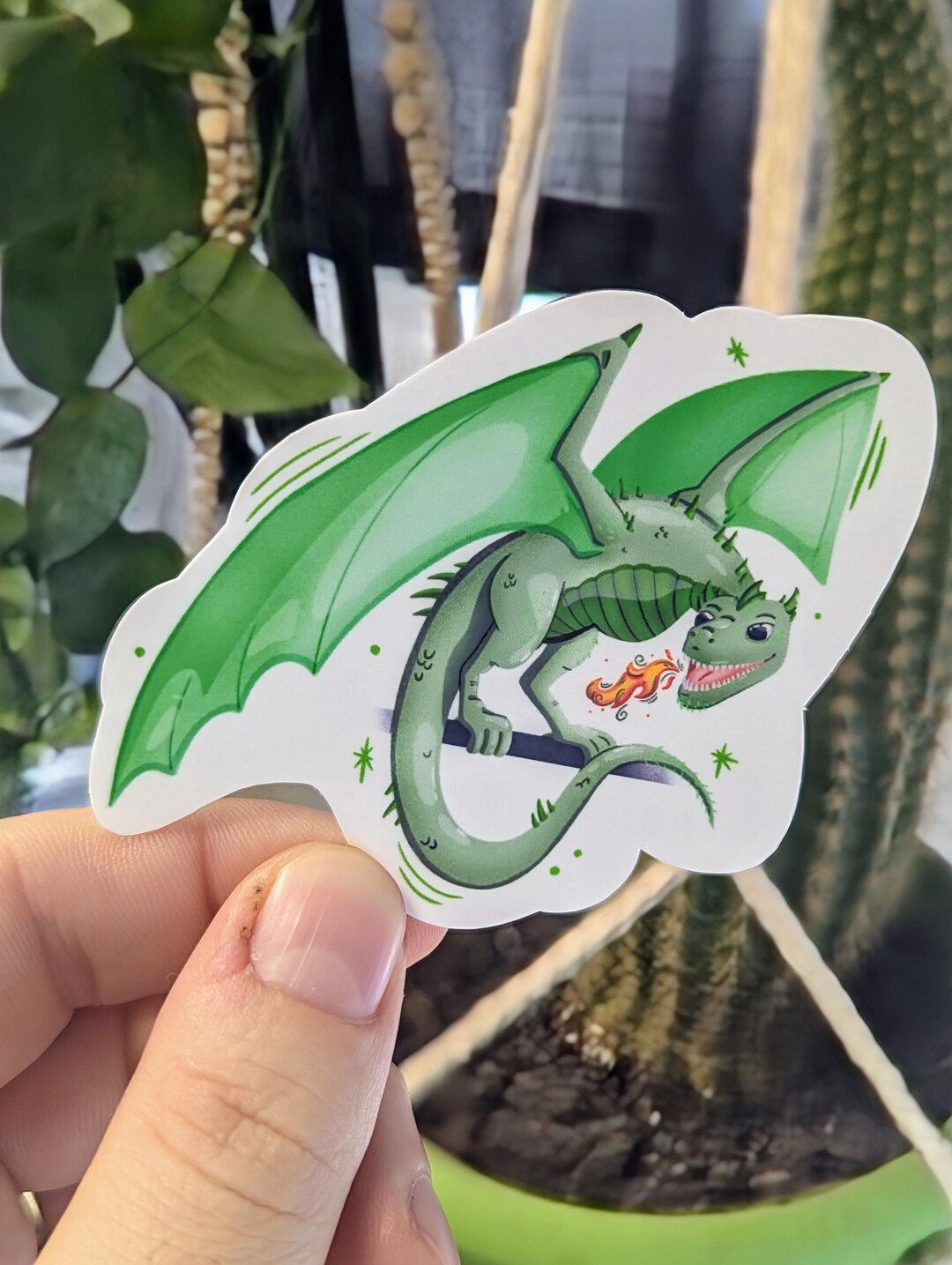 Emerald Green Fire Breathing Baby Dragon Hatchling Vinyl Sticker - Etsy
