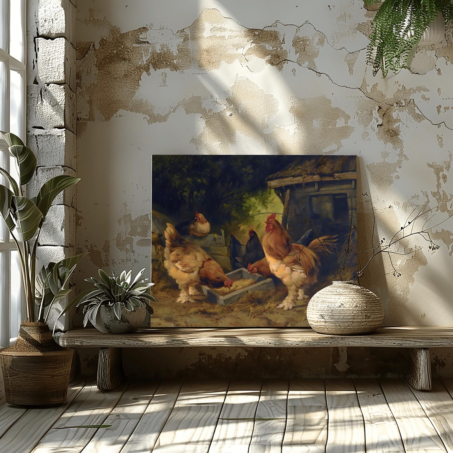 Vintage Digital Download - Chickens in the Yard Printable Farmhouse ...