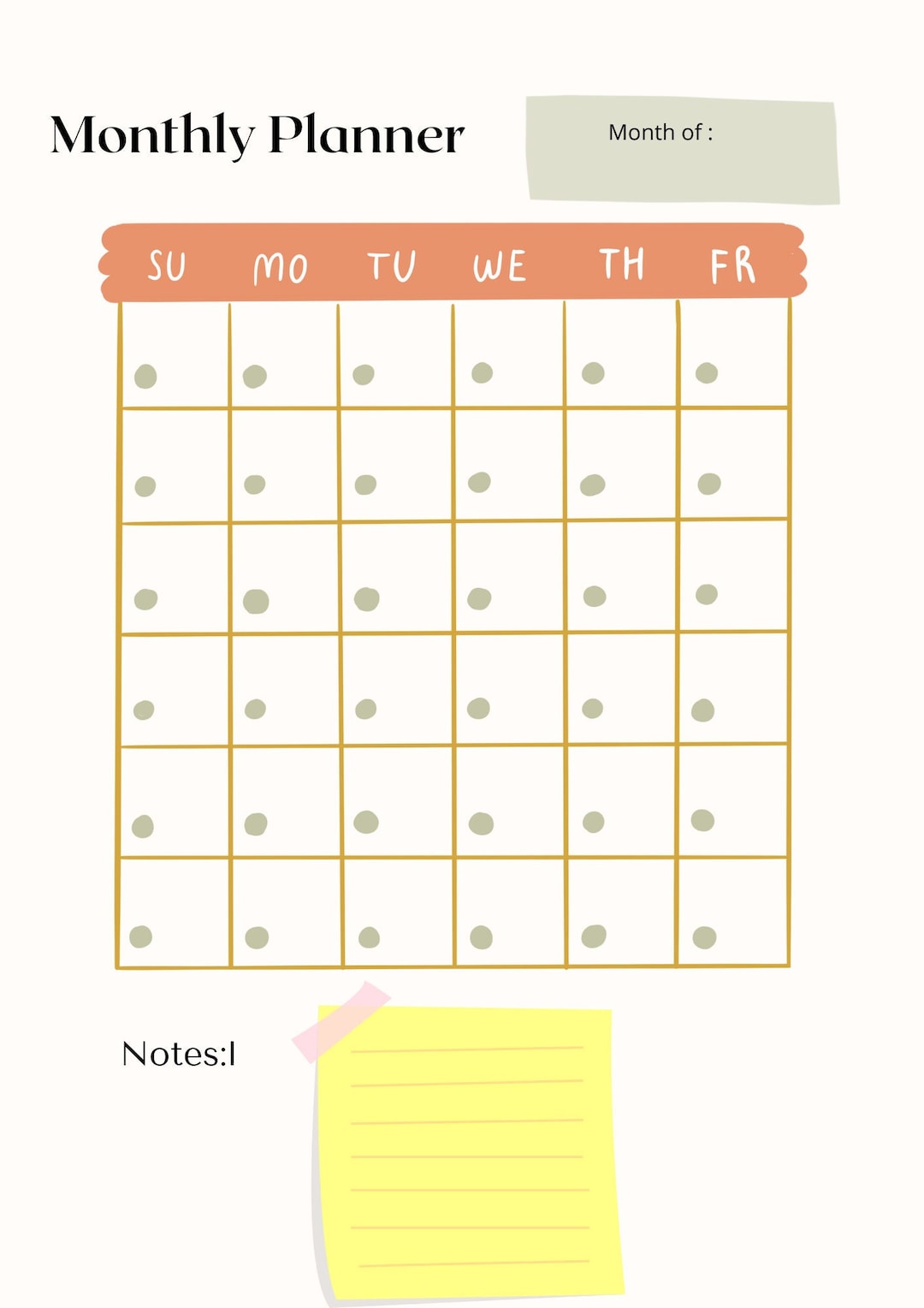 Instant Download Monthly Planner - Etsy