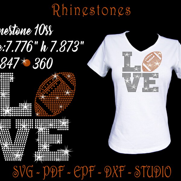 Rhinestones Football Svg - Etsy