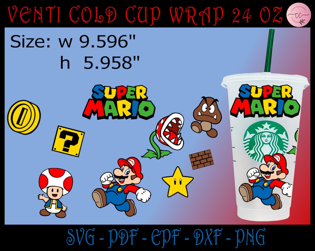 Mario Wrap Svg Mario Svg Mario Cut File Venti Cold Cup - Etsy Hong Kong
