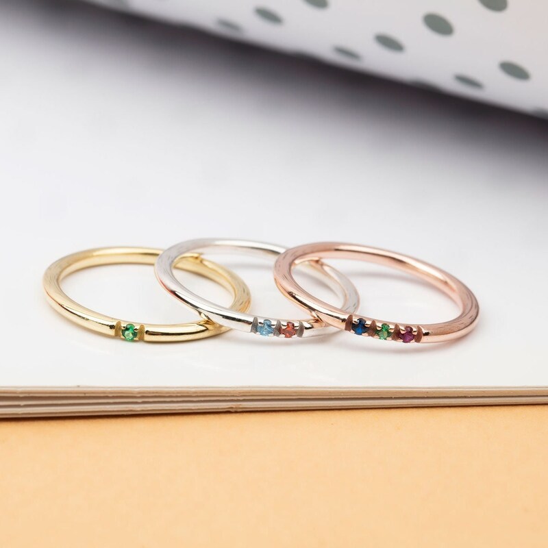 Stackable Birthstone Rings - Etsy