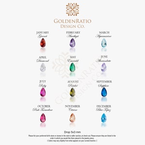 Silver Teardrop Birthstone Ring, 14K Gold Pear Birthstone Rings, 10K ...