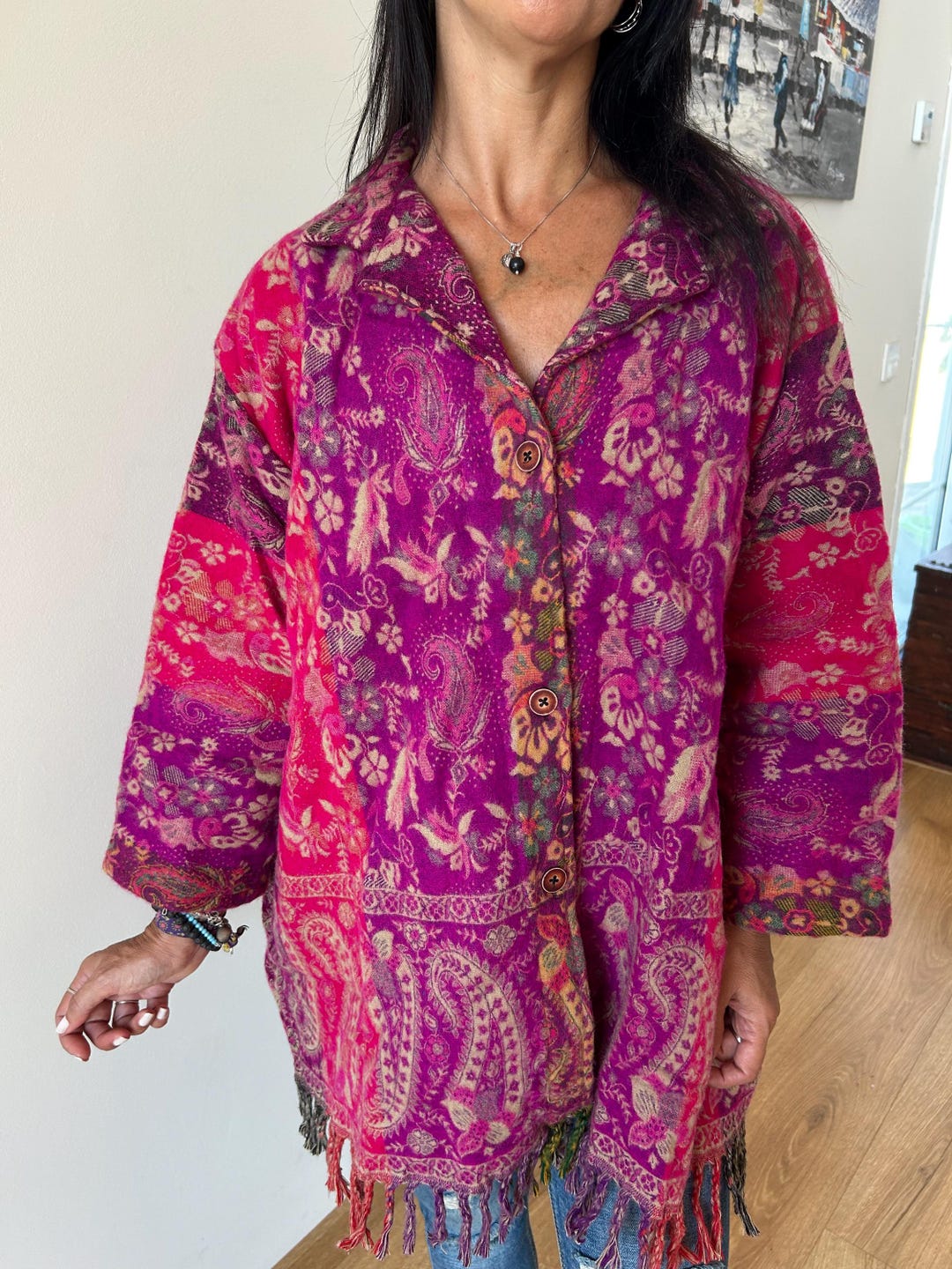 Multi Colours Yak Wool Collared Tunic,gifts for Her,christmas Gifts ...