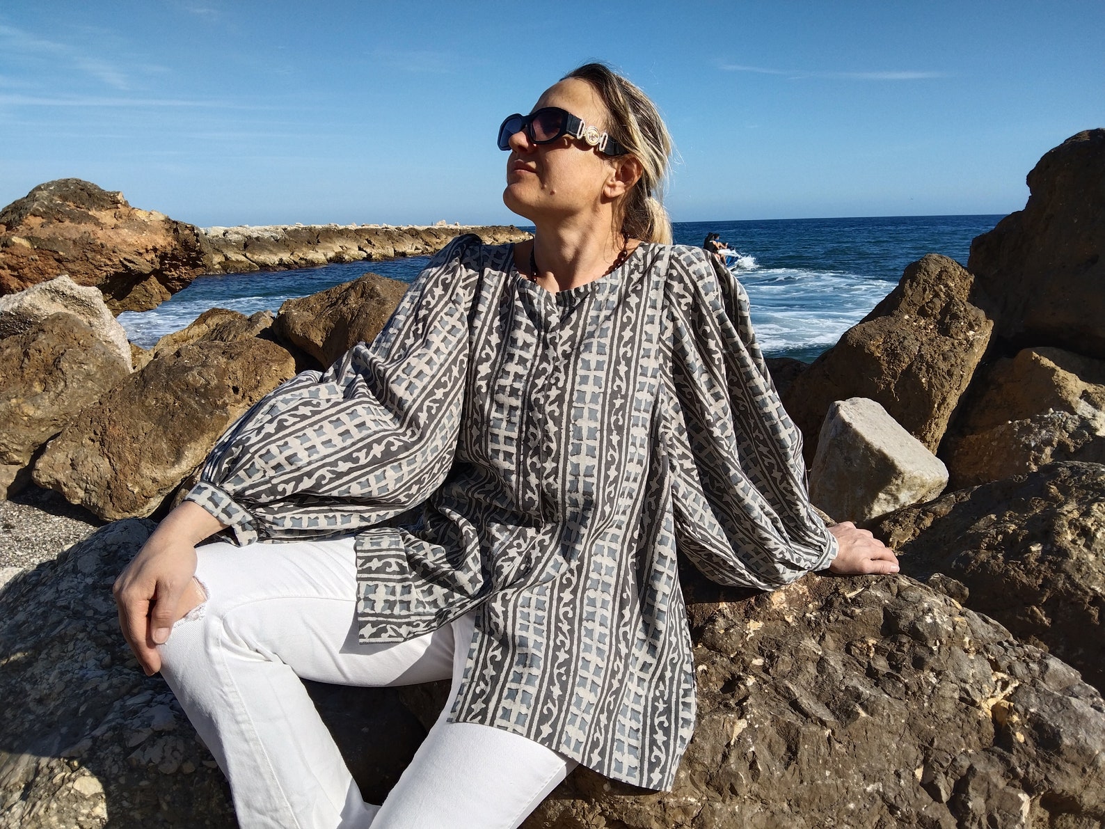 Block Print Cotton Tunic,handmade Cotton Tunic,gifts for Her,resort ...