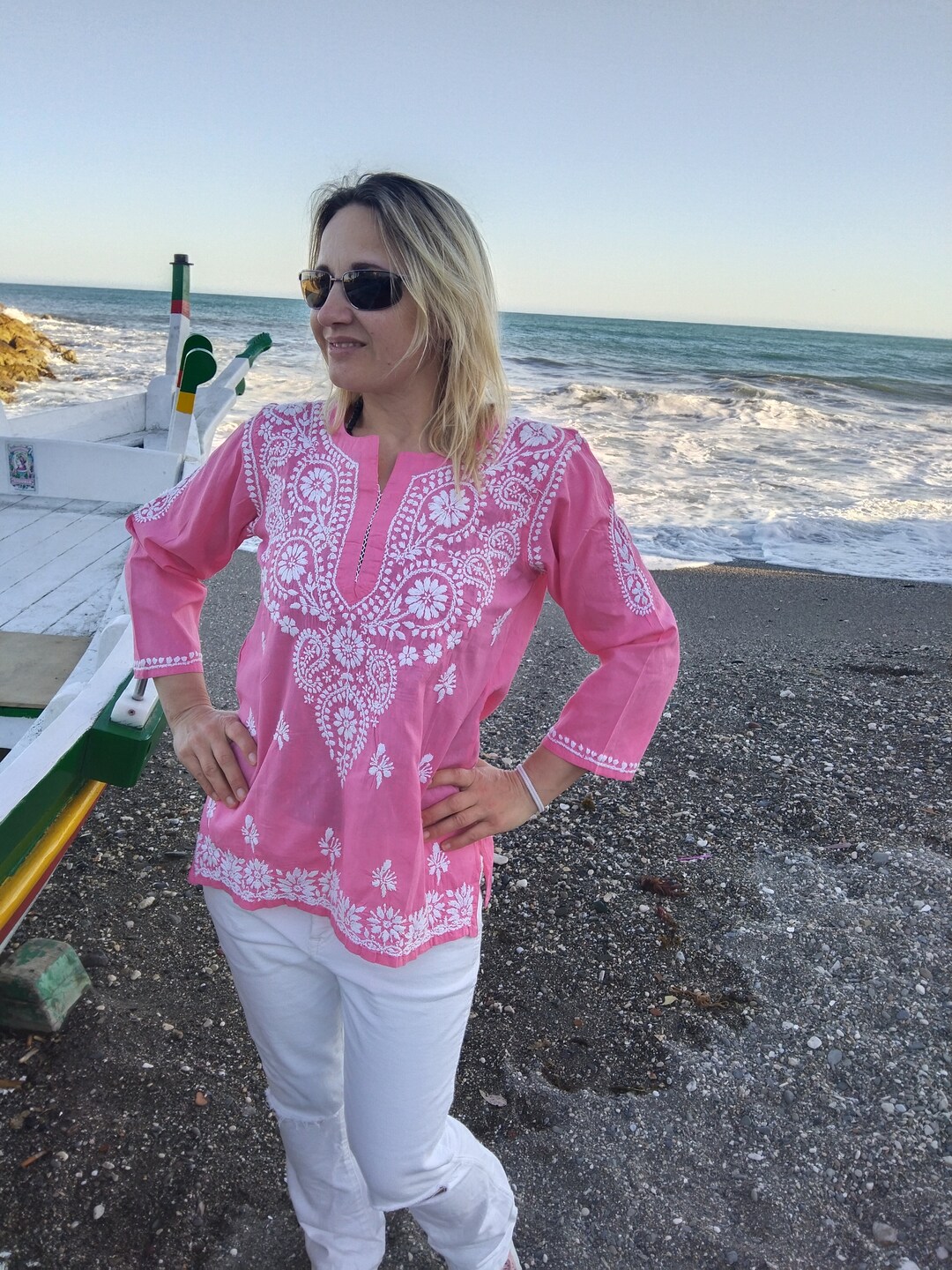 Hand Embroidered Cotton Tunic,hand.ade Tunic,gifts for Her,resort Wear ...