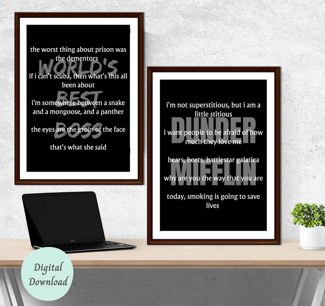 The Office TV Show Quotes Print Set, 2 Piece Wall Art, the Office ...
