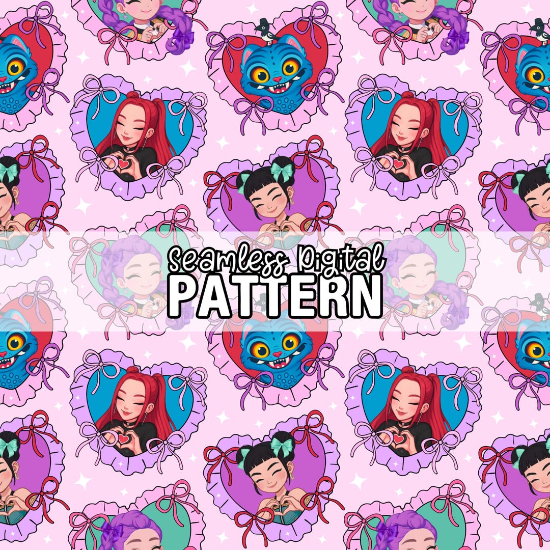 Huntrix Inspired Seamless Pattern | Kpop Hunters Seamless Pattern ...