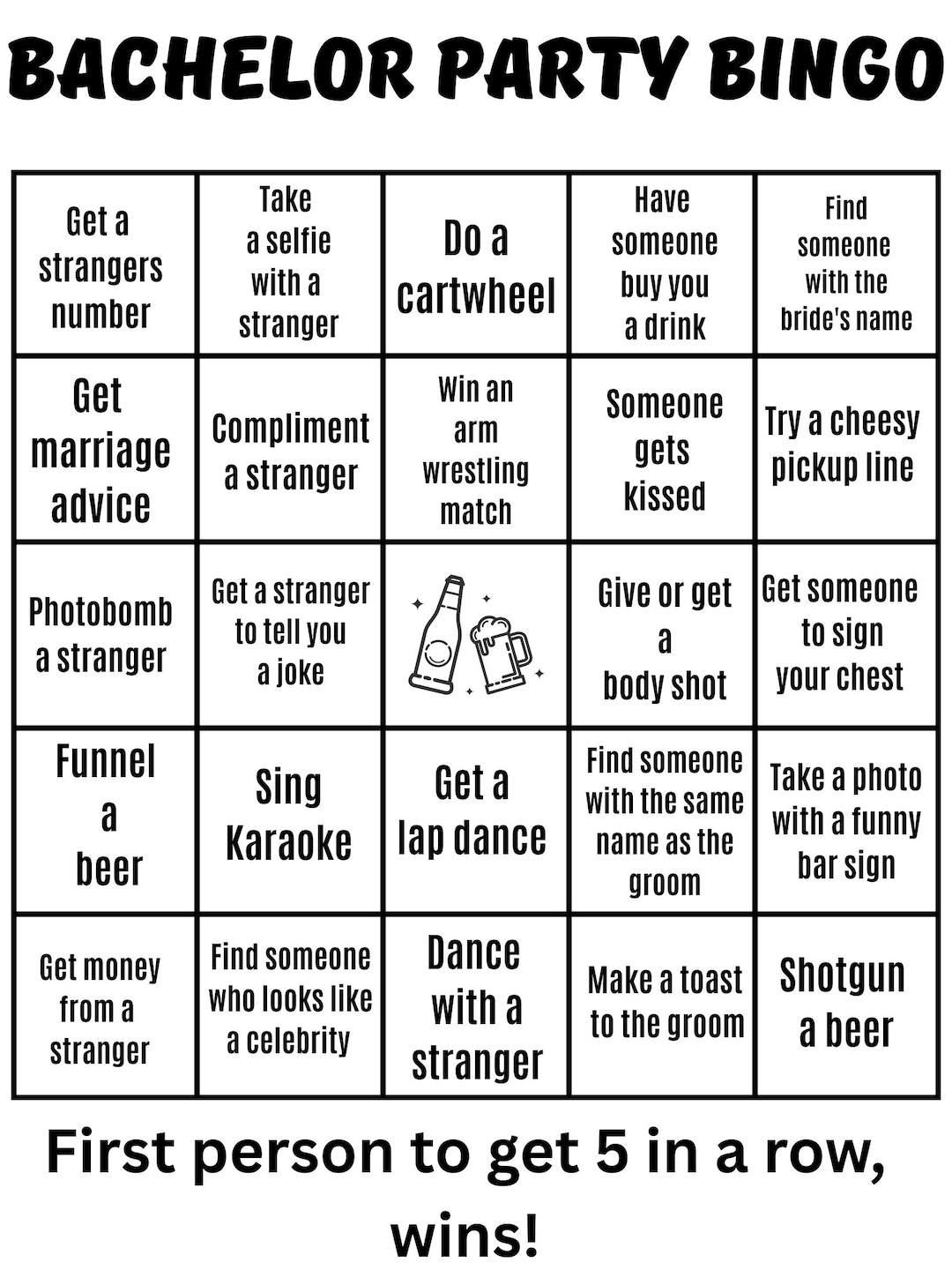 Bachelor Party Bingo Game, Bachelor Party Games, Wild Party Game, Men's ...