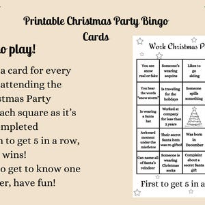 Christmas Work Party Bingo Card, Printable Bingo Card, Party Games ...