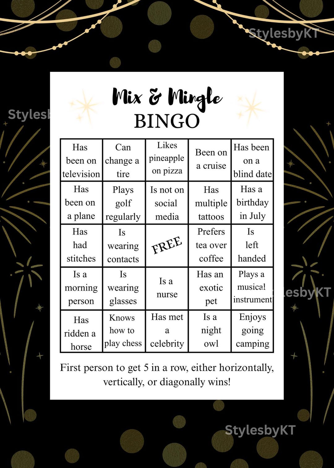 Mix and Mingle Bingo, Social Gathering Games, Party Games, Outgoing ...