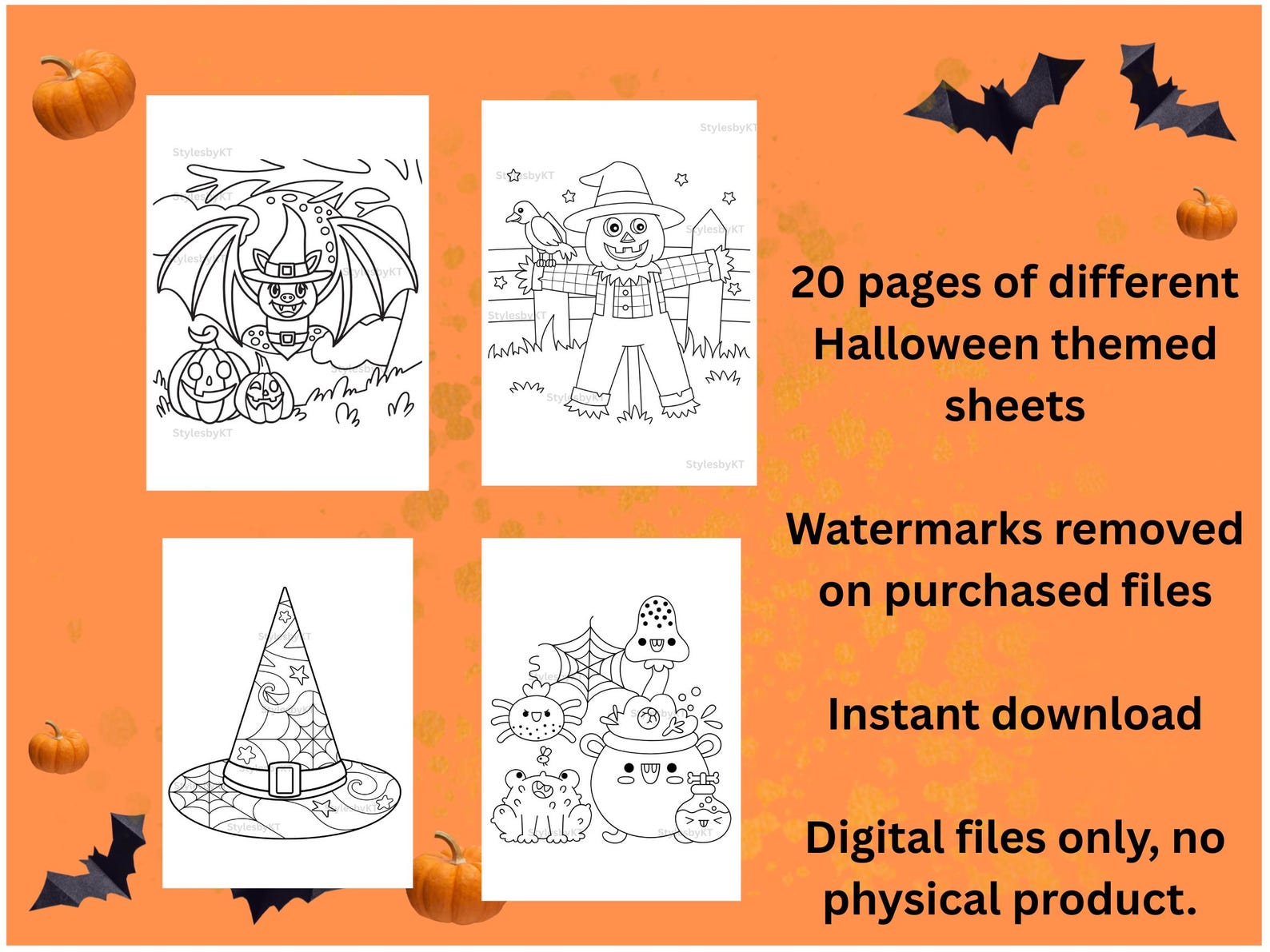 Halloween Coloring Pages: 20 Kids Printable Craft Sheets (PDF), Kids ...