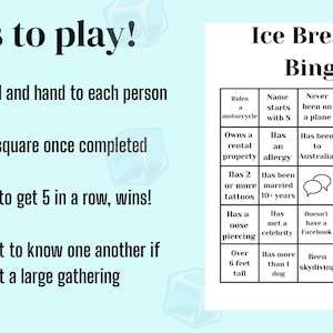 Ice Breaker Bingo Card, Bingo Party Card Games, Social Gathering ...