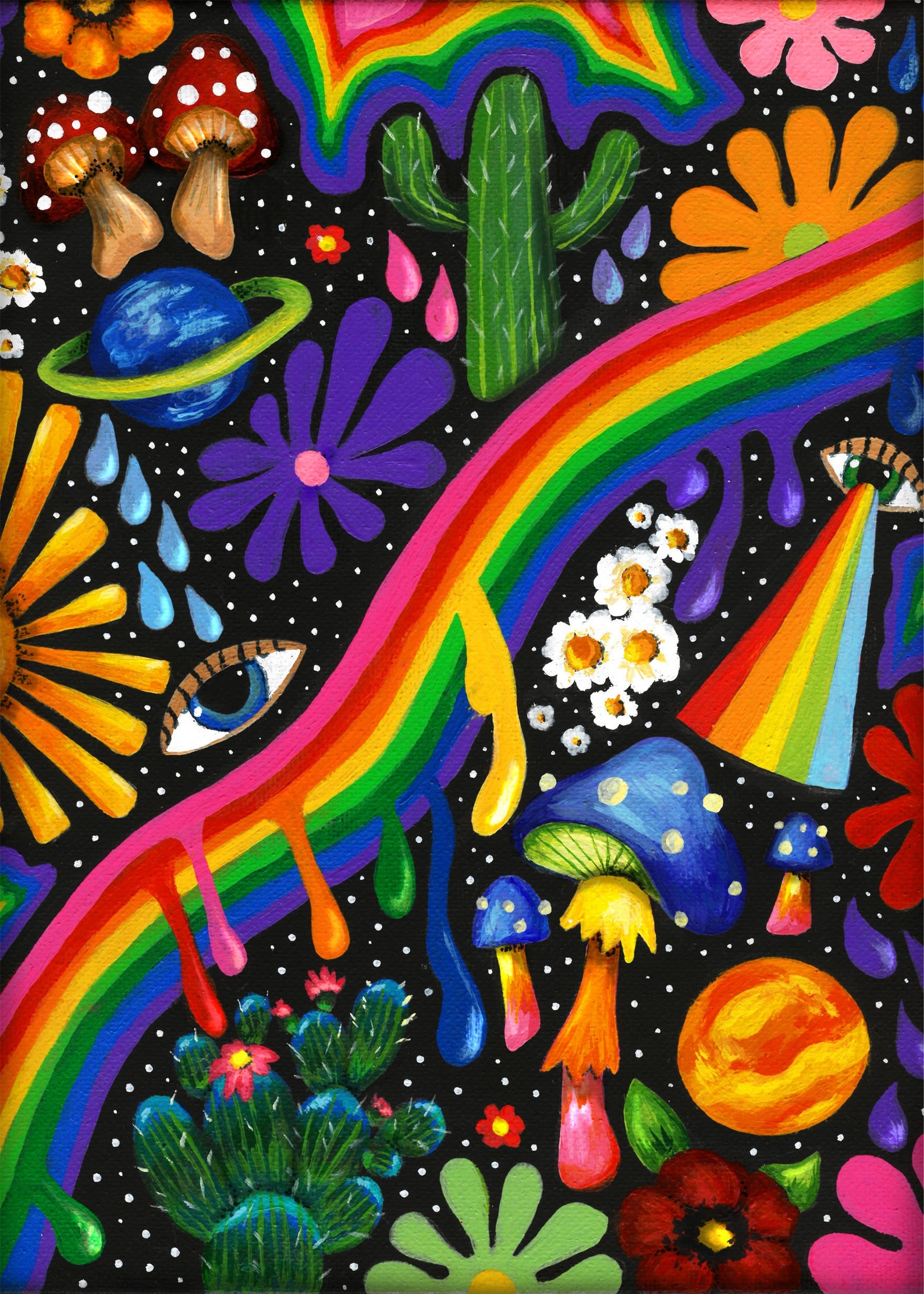 Rainbow World print - Etsy