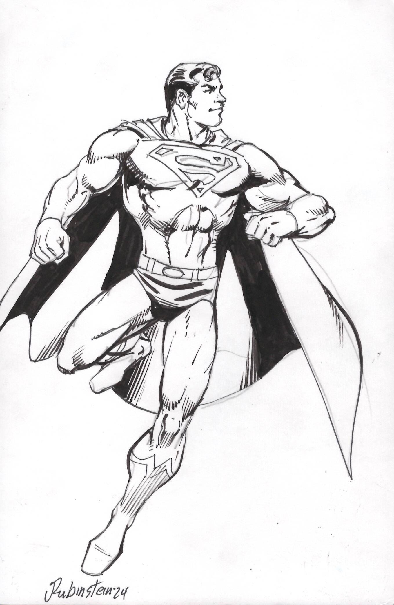 SUPERMAN Original Inked Drawing by Joe Rubinstein. Comic Book - Etsy
