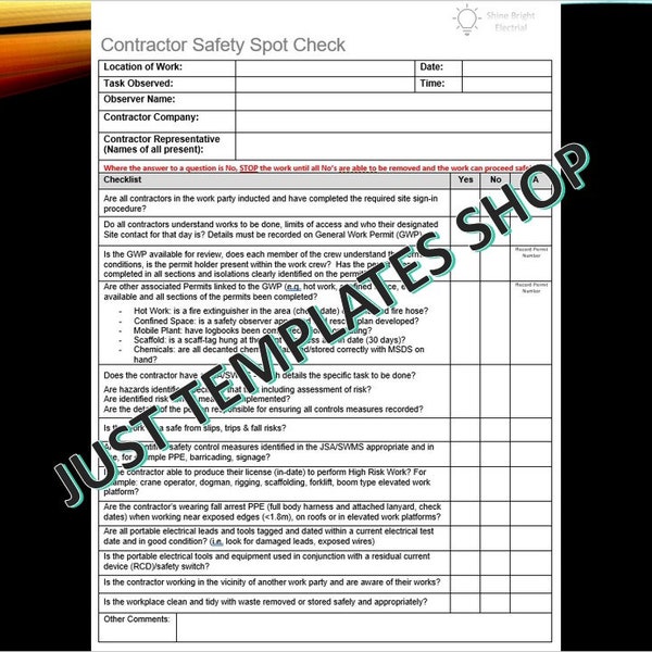 Construction Safety Check List - Etsy