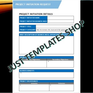 Project Initiation Request Form Template (project Management) - Etsy