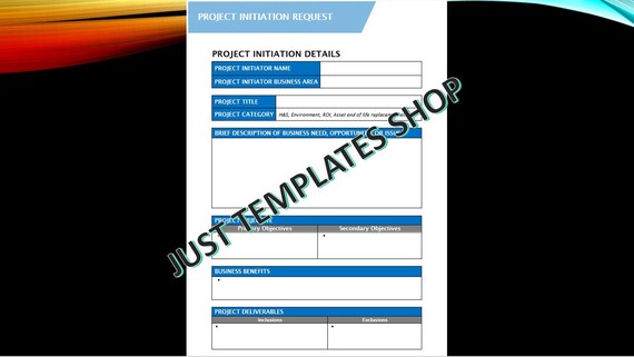 Project Initiation Request Form Template project Management - Etsy