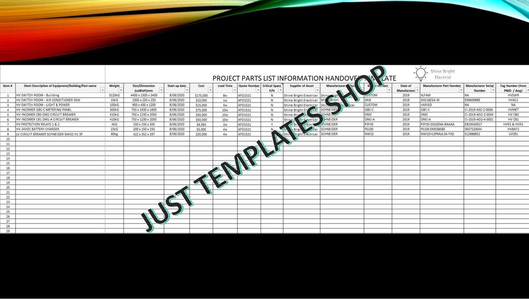 Project Parts List Maintenance Information Handover Template, SAP ...