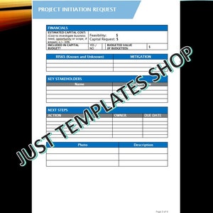 Project Initiation Request Form Template (project Management) - Etsy