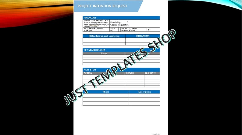 Project Initiation Request Form Template (project Management) - Etsy