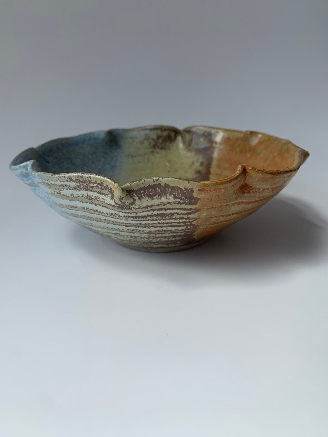 Vintage 1980s Scalloped-edge Pottery Bowl - Etsy