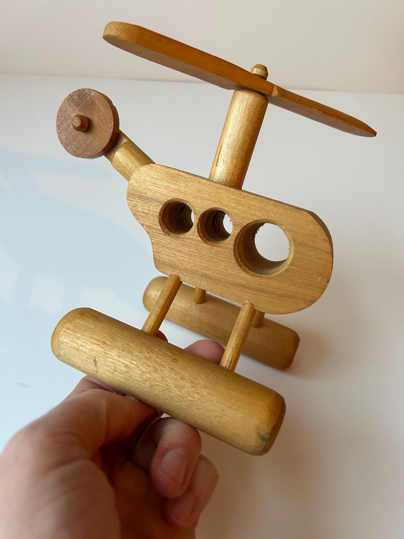 Vintage Wooden Helicopter Toy - Etsy