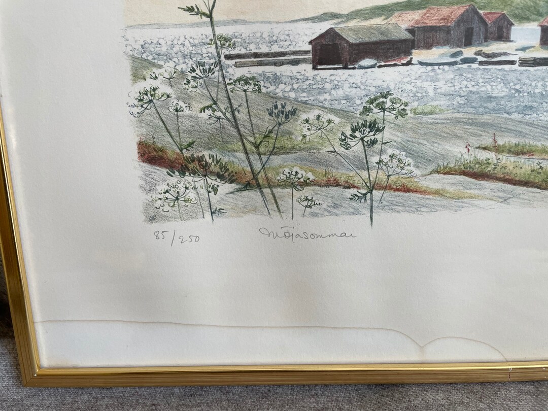 Carin Adler "mojasommar" Lithograph: Signed Harbor Scene, Framed - Etsy