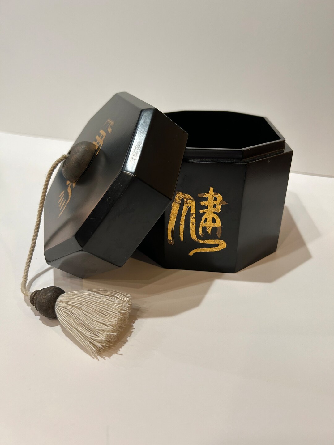 Black and Gold Octagonal Asian Box With Removal Lid With Tasske - Etsy