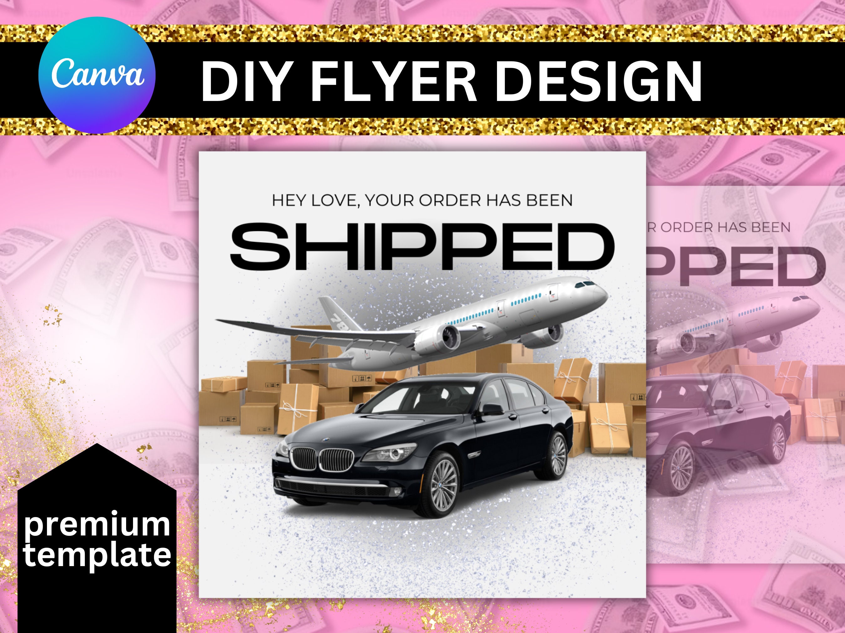 Orders Shipped Flyer, DIY Flyer Template Design, Shipping Label Flyer ...