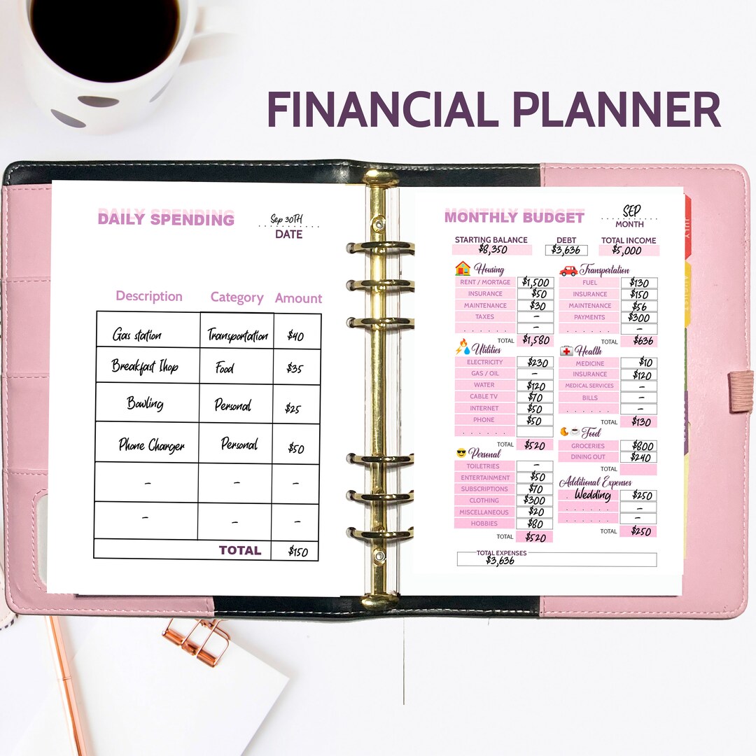 Financial Planner Printable, Daily Spending Printable, Monthly Budget ...