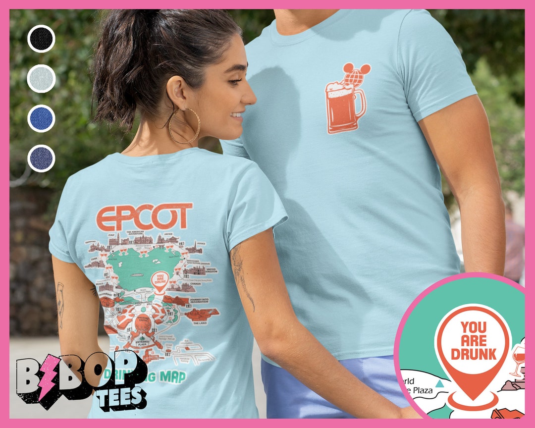 Epcot Drinking Map Front and Back Beer Drinking Around the World Unisex ...