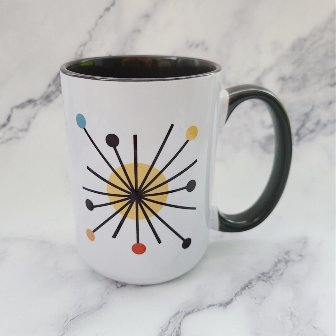 Mid Century Modern Coffee Mug / Atomic Style Coffee Mug / Starburst Mug ...
