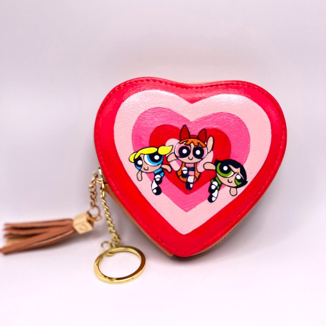Hand-painted Powerpuff Girls Heart-shaped Coin Purse - Etsy