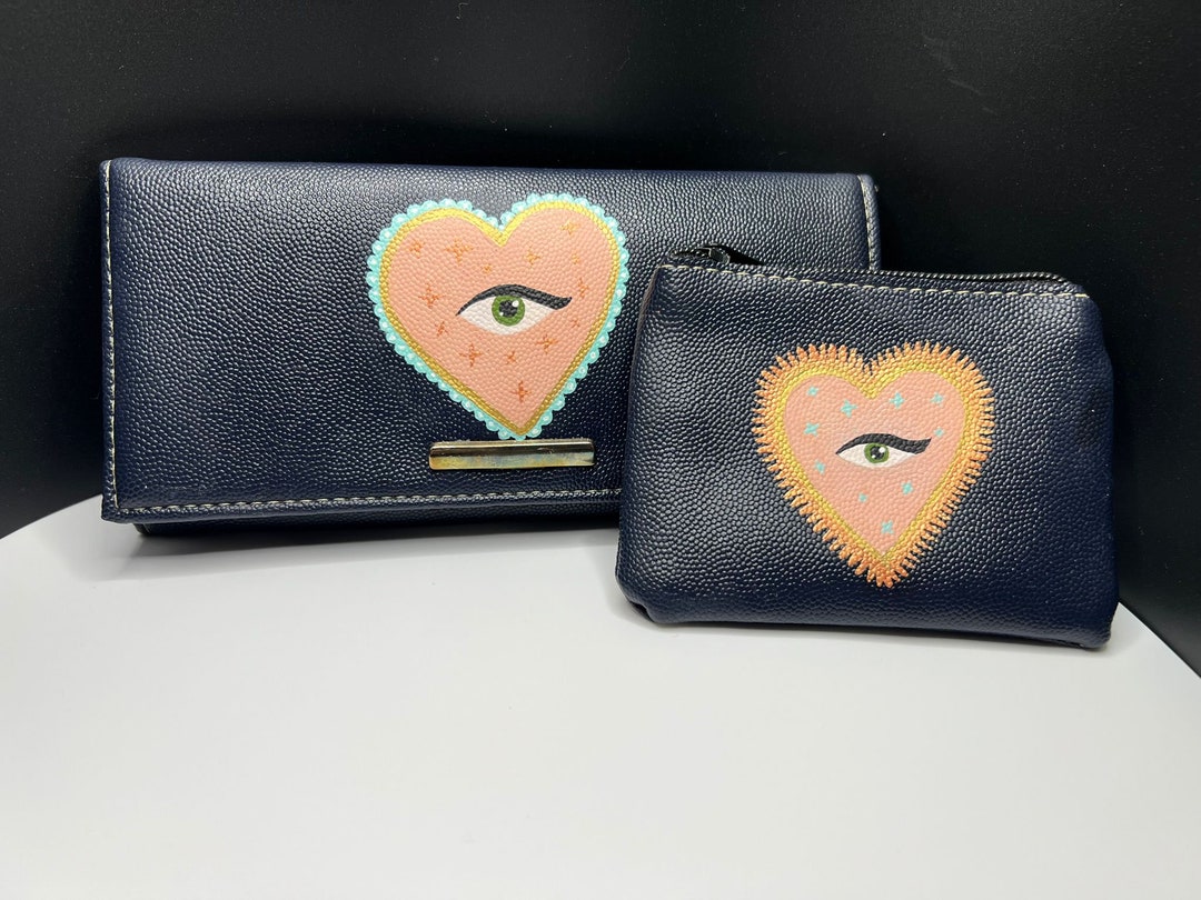 Mexican Sacred Heart Wallet and Coin Purse Set - Handcrafted With ...