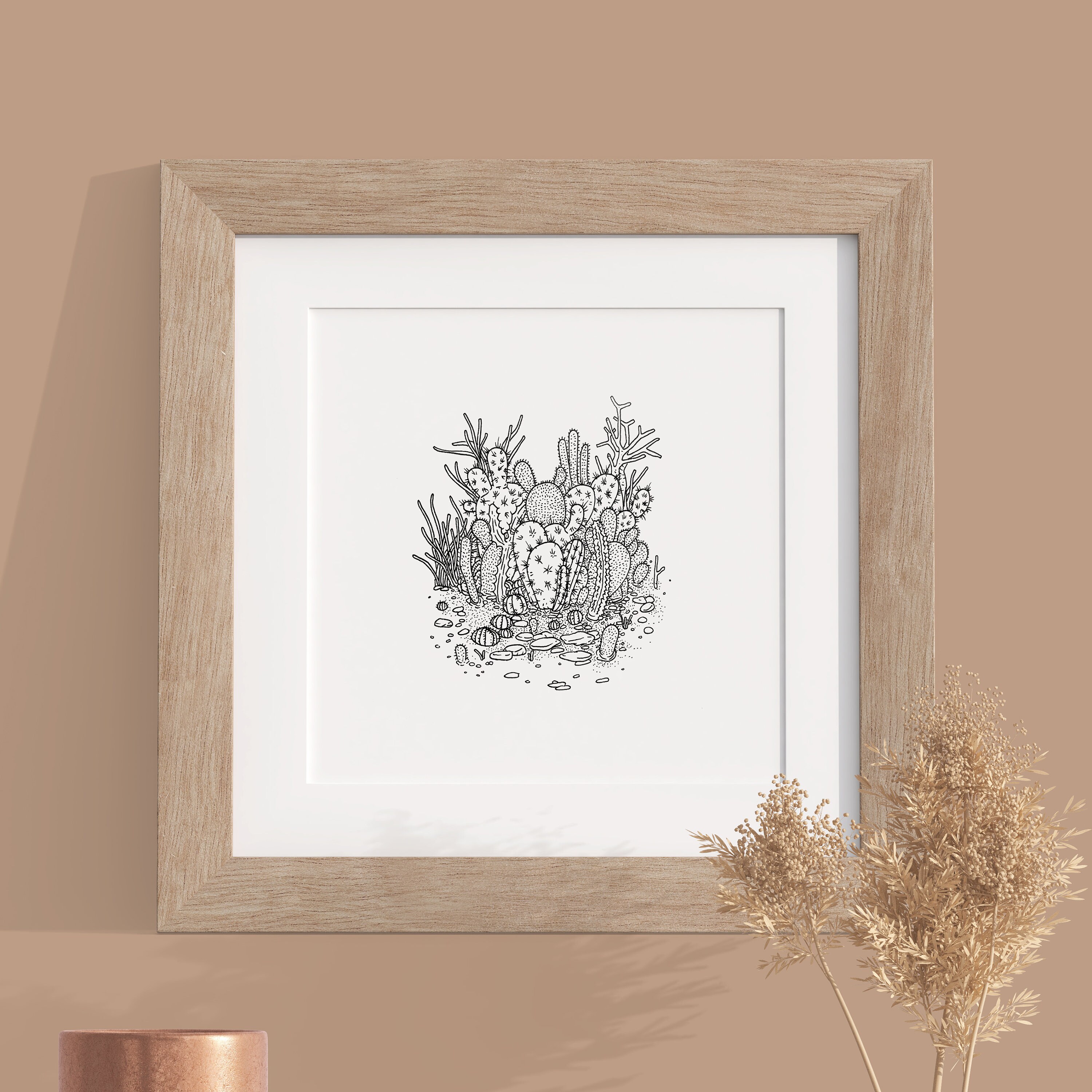 Original Cactus Garden Desert Ink Drawing One-of-a-kind - Etsy